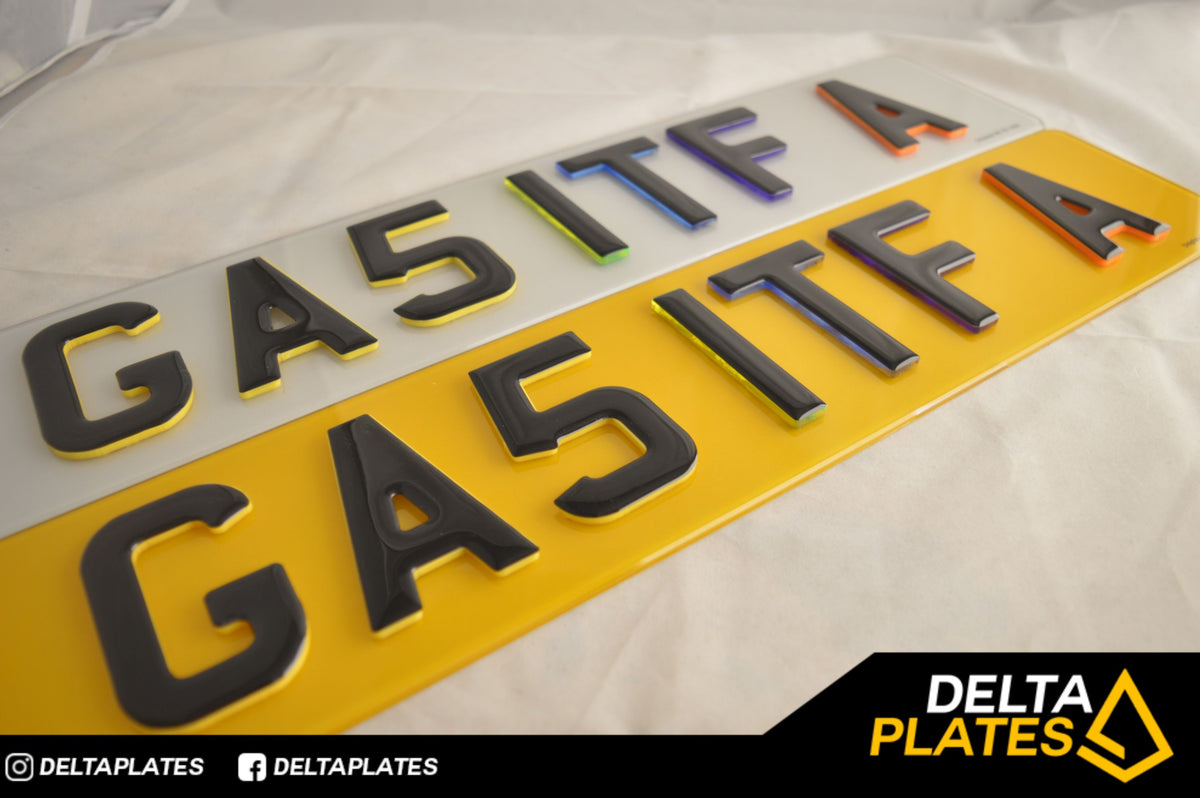 Skittles! Multi Coloured 3D GEL Neon number plates – Delta Plates