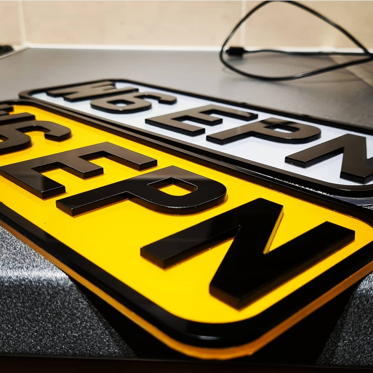 Laser cut 4D bike plate with a bespoke border – Delta Plates