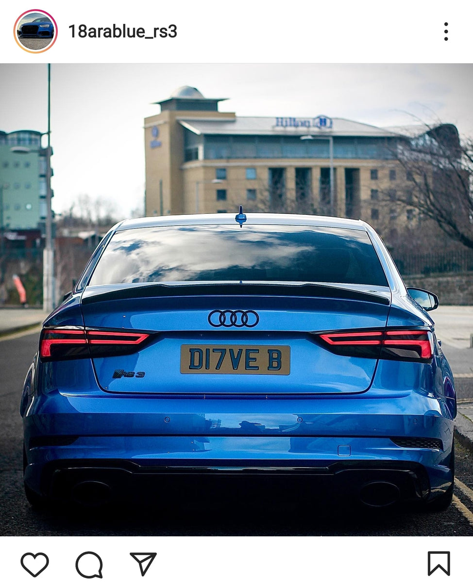 Ara blue Audi RS3 with some 3D gel plates – Delta Plates