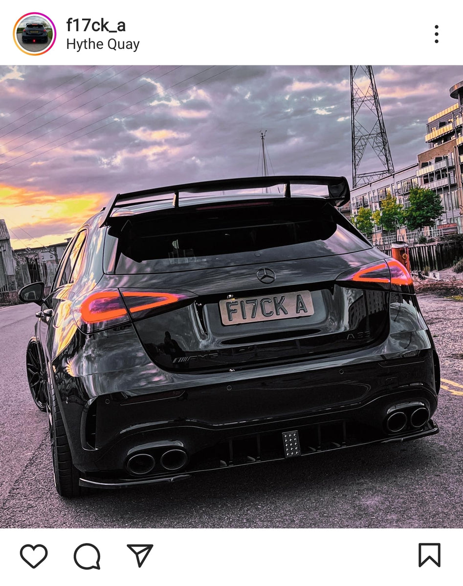 Blacked out Mercedes AMG A35 with some tinted 3D gel plates – Delta Plates