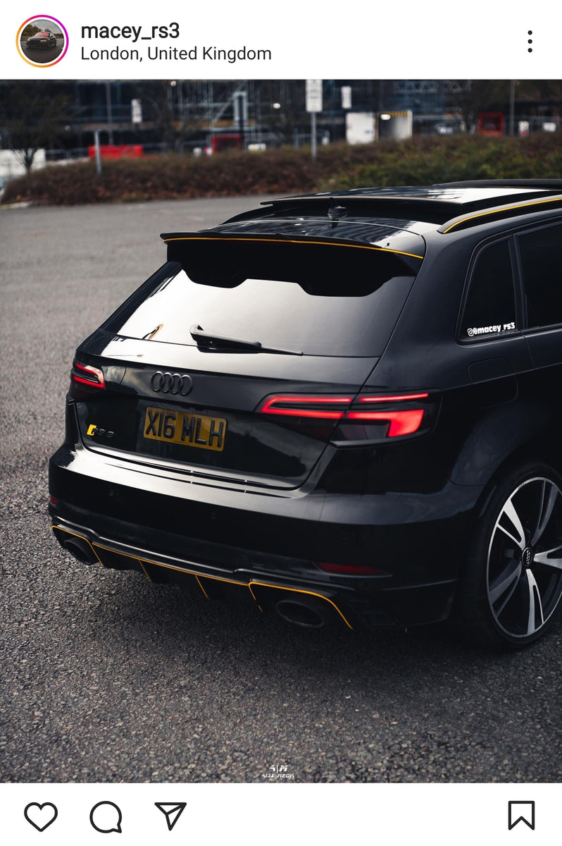 Audi RS3 with some tinted 3D gel plates – Delta Plates