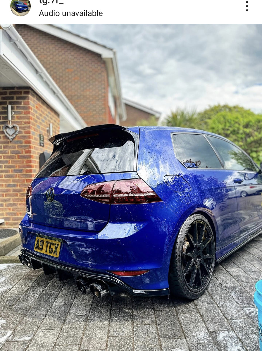 Lapiz blue VW Golf R with some short 4D plates – Delta Plates