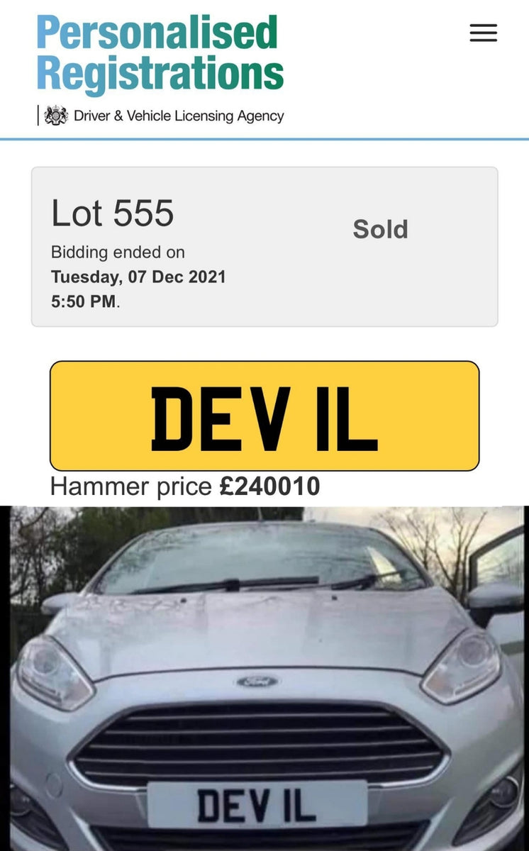 DVLA Auction plate - sold for £240k now on a Ford Fiesta – Delta Plates