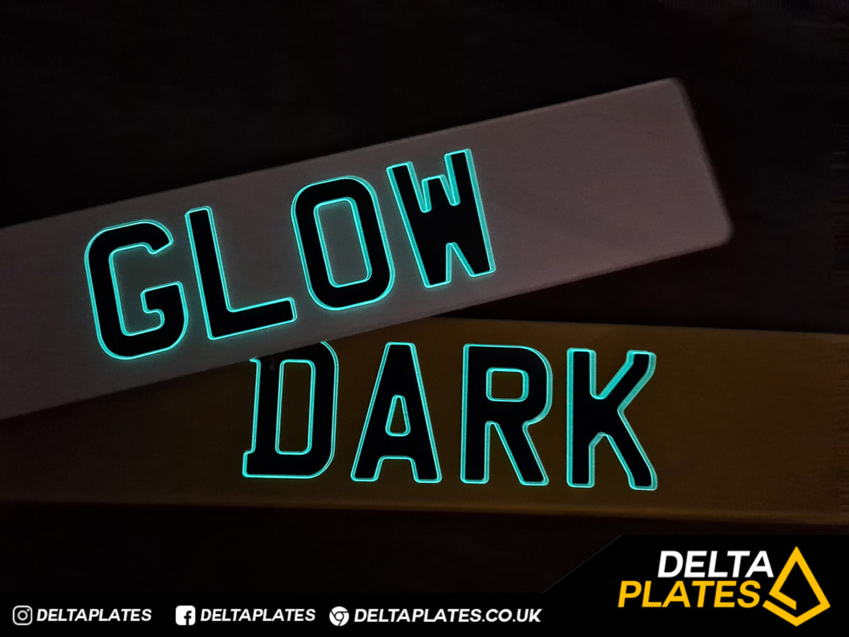Glow in the DARK 3D GEL Number Plates - Normal or TINTED | Delta Plates
